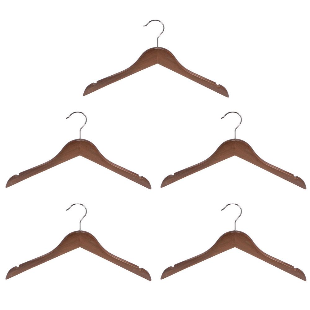5pcs Wooden Hangers 380mm Length Retro Coat Hanger With 360° Swivel ...
