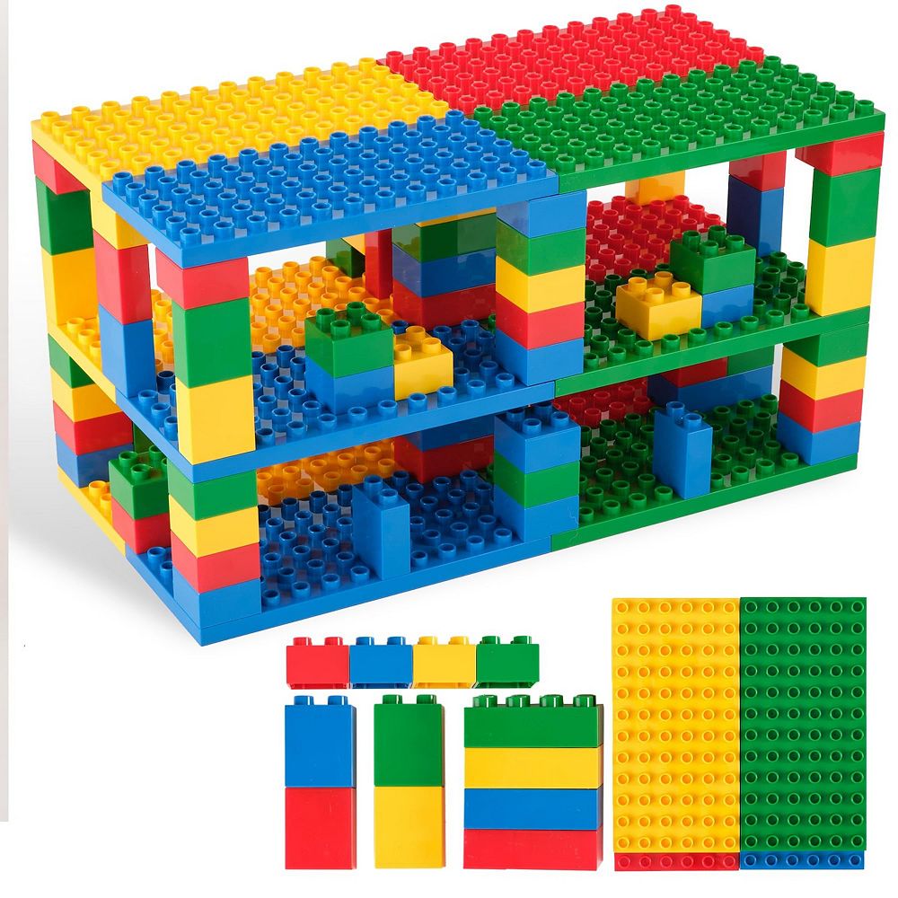 Classic Big Bricks Set For Kids And Toddlers, Basic Colors, 96 Pieces