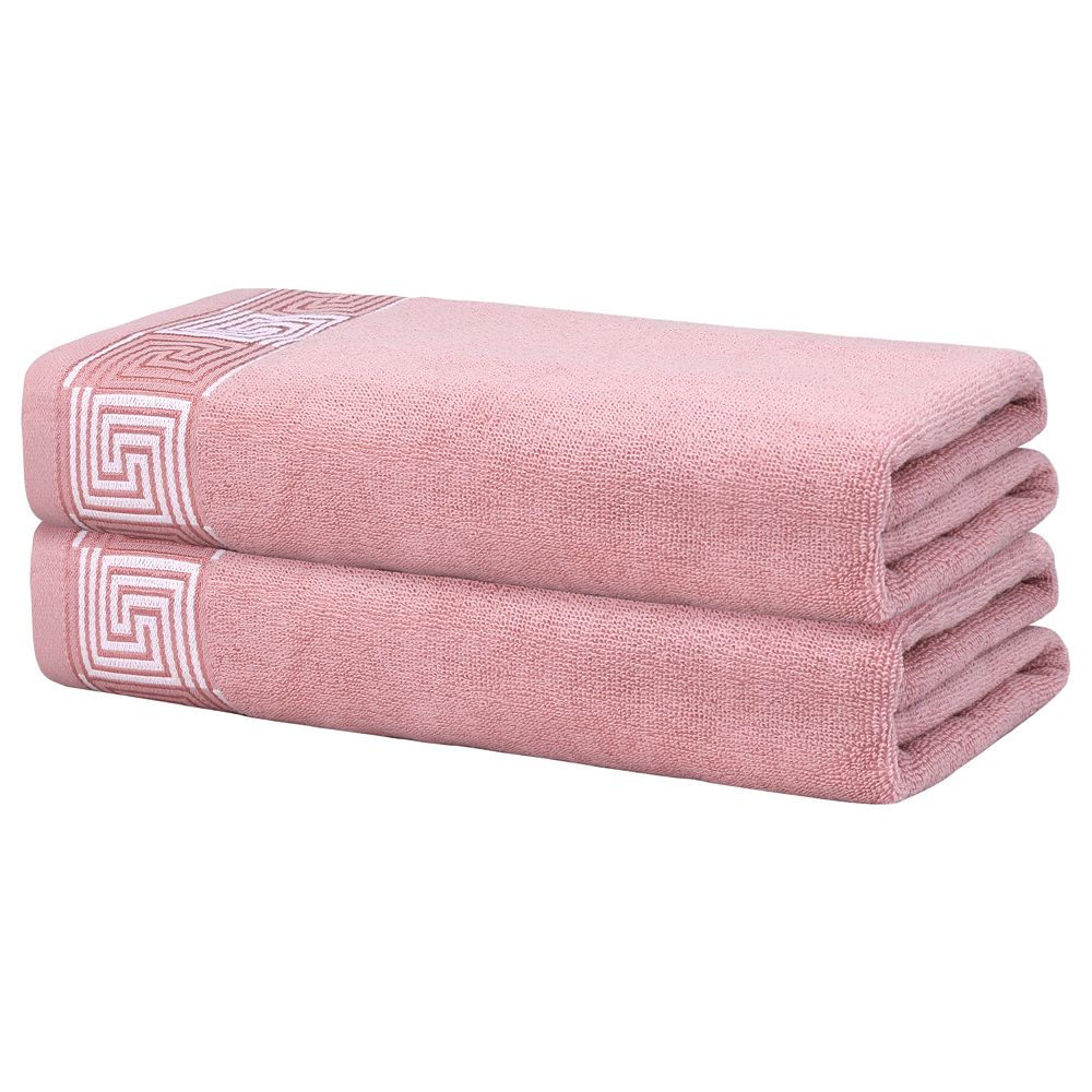2 Pack Medium Cotton Bath Towels Solid Bathroom Towels Set Highly Absorbent
