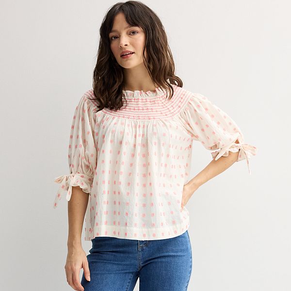 Women's Farmers Market Smocked Neck Top