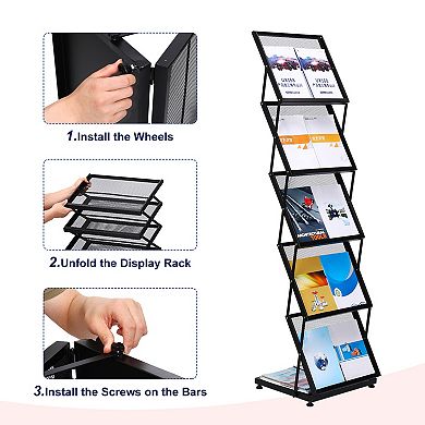 Magazine Display Racks 5 Layers Brochure Stand Catalog Literature Rack ...