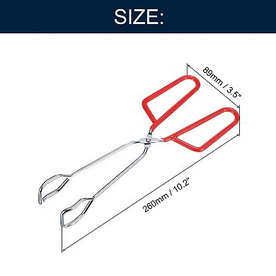 2 Pcs Cooking Scissor Tongs, 10" Kitchen Tongs With Comfort Grip Red Handle