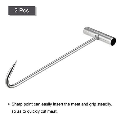 11.4" T-handle Meat Boning Hook, Galvanized T Hooks For Restaurant 2pcs
