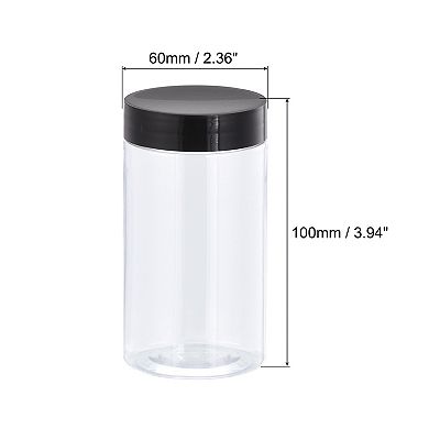 Round Plastic Jars With Black Screw Top Lid, 8oz Clear Empty Containers ...