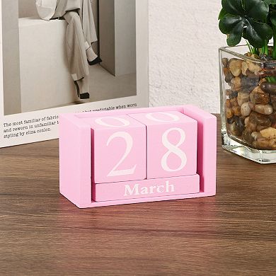 Vintage Wood Block Perpetual Calendar, Month Date Display Blocks For ...