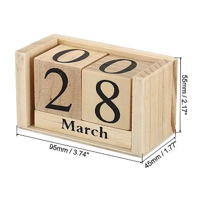 Vintage Wood Block Perpetual Calendar, Month Date Display Blocks For ...