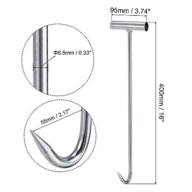 16" T-Handle Meat Boning Hook, Galvanized T Hooks for Restaurant 3Pcs ...