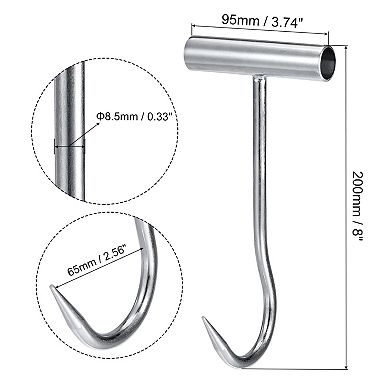 8" T-Handle Meat Boning Hook, Galvanized Curved T Hooks 1Pcs Silver Tone