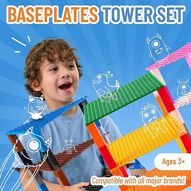 Baseplate Tower Mixed, Rainbow 6"x6, 36 Bases, 60 Stackers