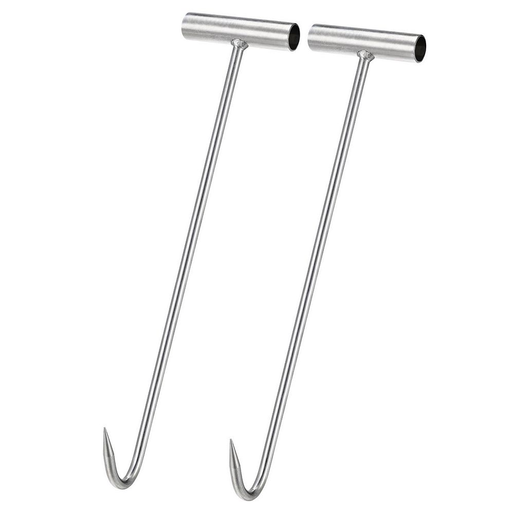 15.35" T-handle Meat Boning Hook, Galvanized T Hooks For Restaurant 2pcs