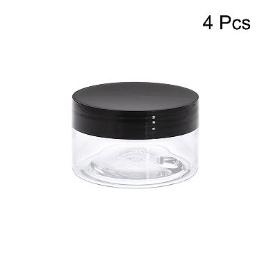 Round Plastic Jars With Black Screw Top Lid, 1oz Clear Empty Containers ...