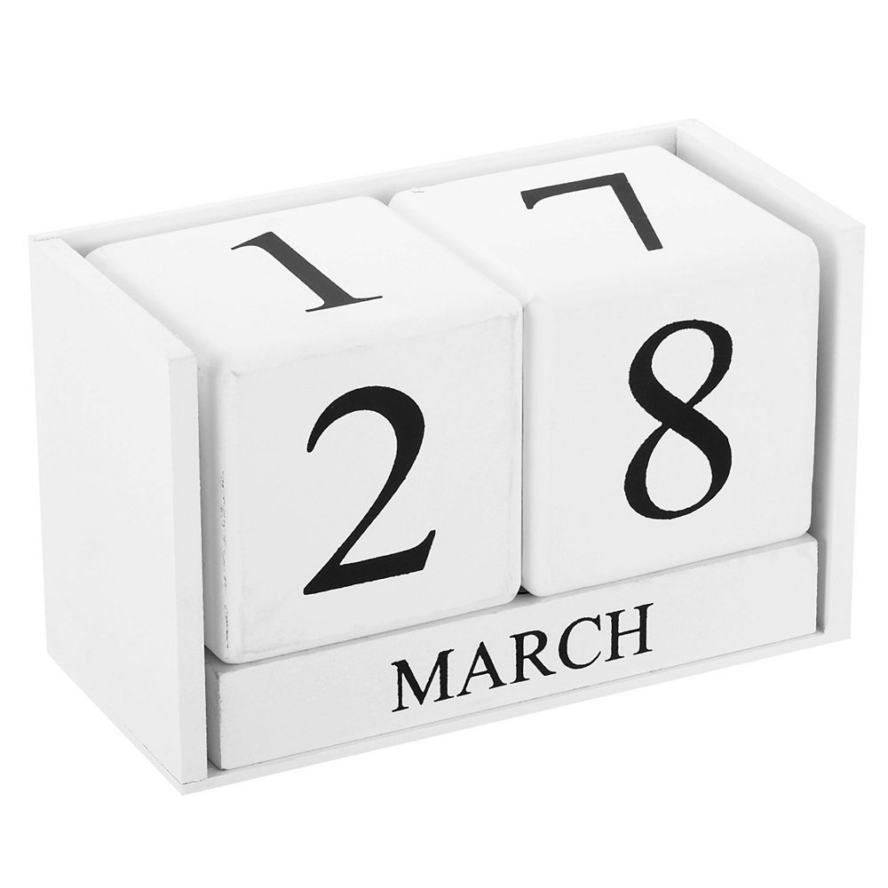 Vintage Wood Block Perpetual Calendar, Month Date Display Blocks For ...