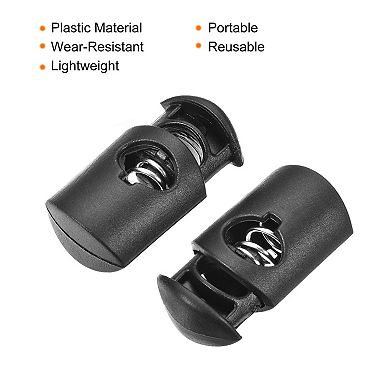 Plastic Cord Locks, 6mm Dia Spring Rope End Stop Toggle Stoppers For ...