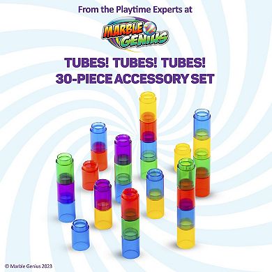 Tubes Marble Run Accessory Add-On Set for Kids Ages 3-14, 30 pieces