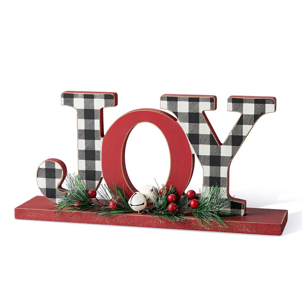 Glitzhome Joy Christmas Centerpiece Table Decor, 11.42 Inches Wooden ...