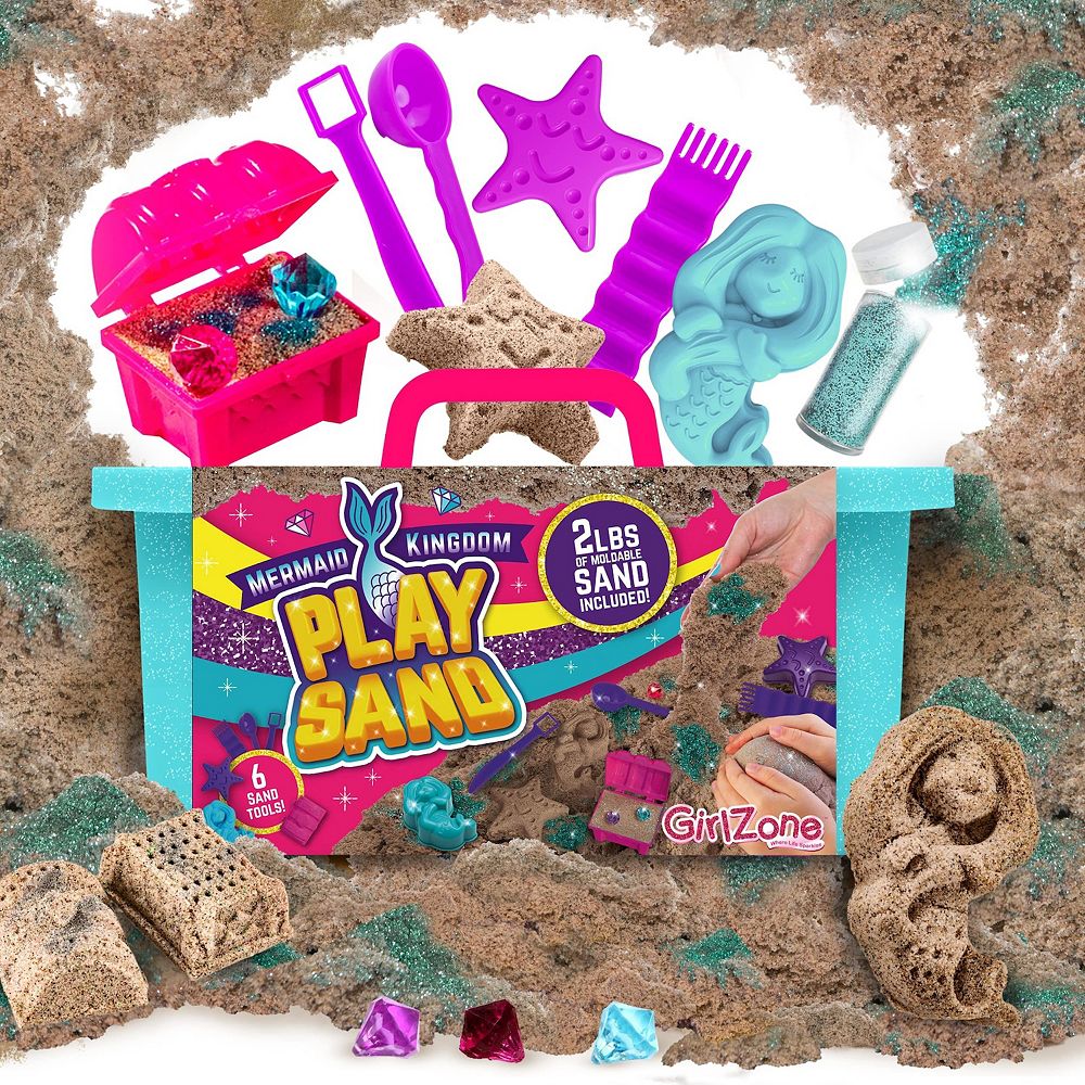 Mermaid Sensory Sand Kit, 2lbs Moldable Play Sand For Kids Aged 3 & Above