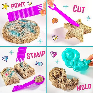 Mermaid Sensory Sand Kit, 2lbs Moldable Play Sand For Kids Aged 3 & Above