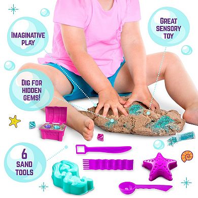 Mermaid Sensory Sand Kit, 2lbs Moldable Play Sand For Kids Aged 3 & Above