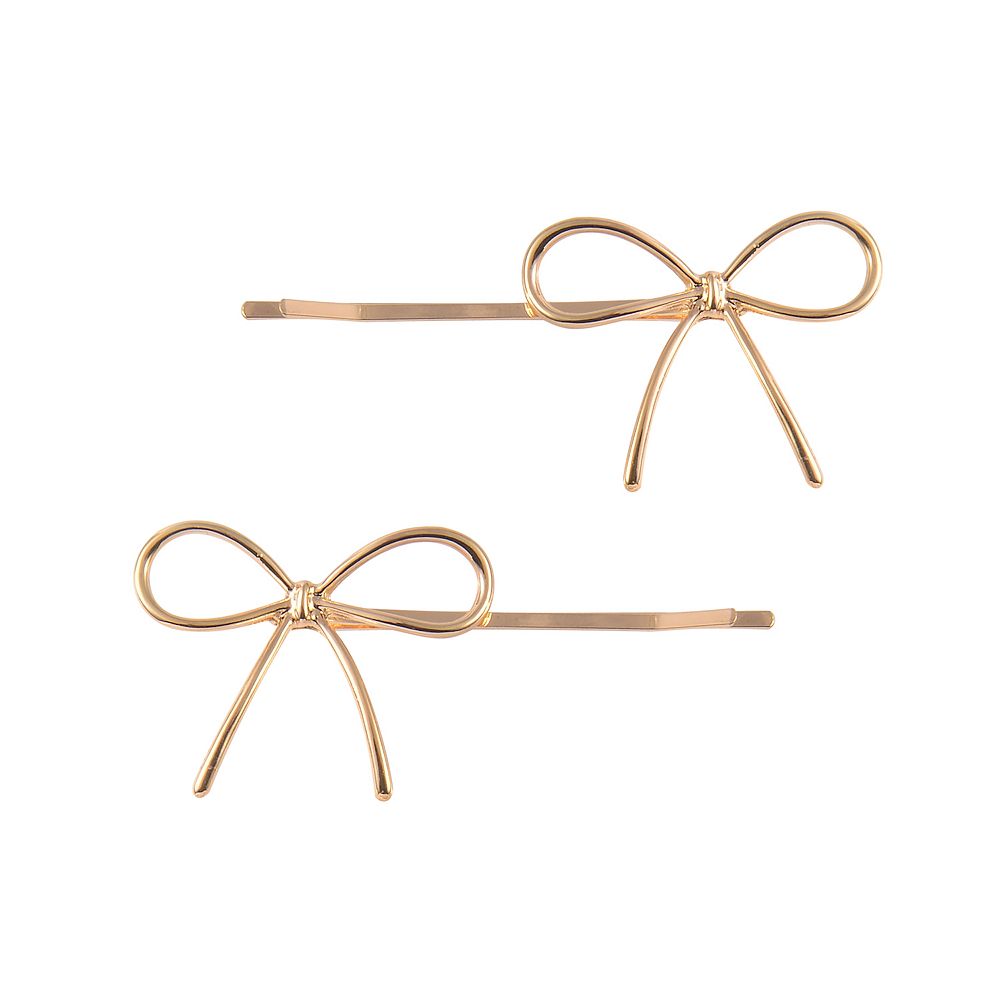Emberly Gold Tone Bow Metal Bobby Pins Duo