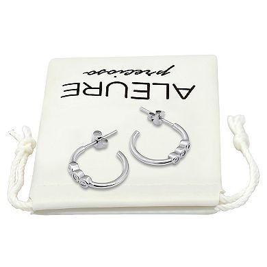 Aleure Precioso Sterling Silver Cubic Zirconia Station Trio 15 mm Hoop ...