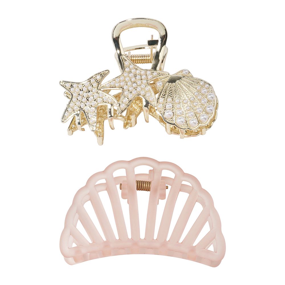Emberly 2-Pack Faux Pearl & Pink Shell Claw Clip Set