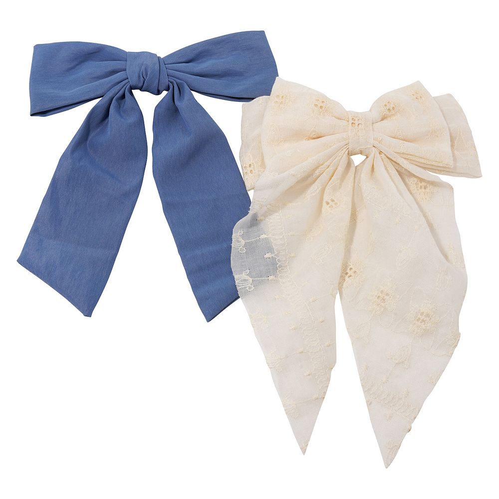 Emberly 2-Pack Blue & White Bow Barrette Set