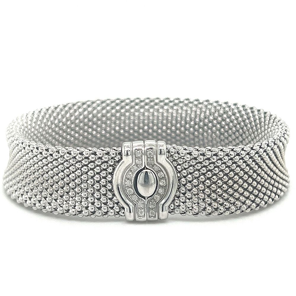 Meshmerise Sterling Silver 1/4 Carat T.W. Diamond Thick Bead Texture ...