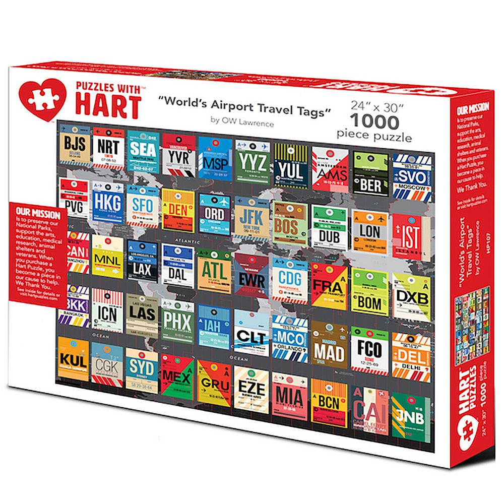 Hart Puzzles World's Airport Luggage Tags 1000 Piece Puzzle