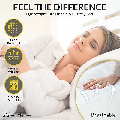 Leluxe Home 4 Piece Extra Deep Pocket Sheet Set Cooling Wrinkle Free Bed Sheets