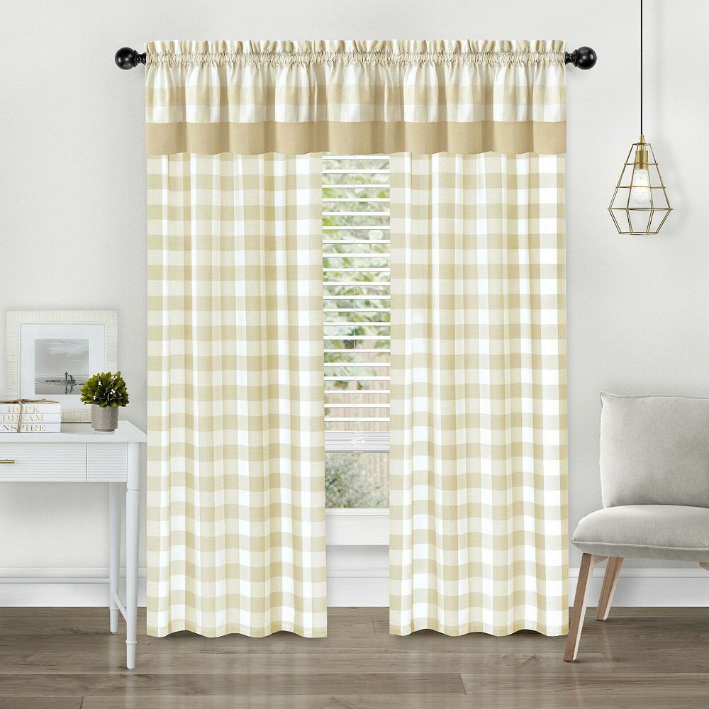 Kate Aurora Modern Country Farmhouse 3 Piece Buffalo Check Plaid Window ...