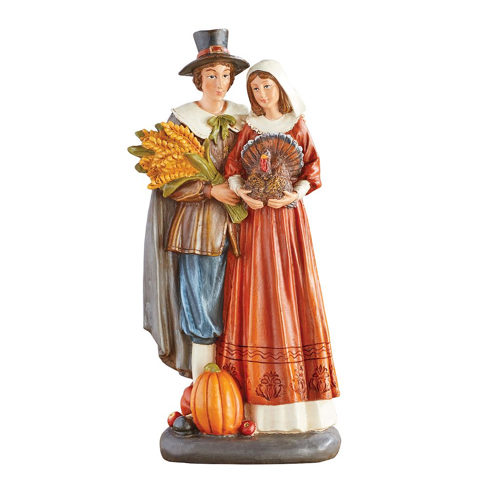 Collections Etc Hand-Painted Fall Pilgrim Tabletop Figurine