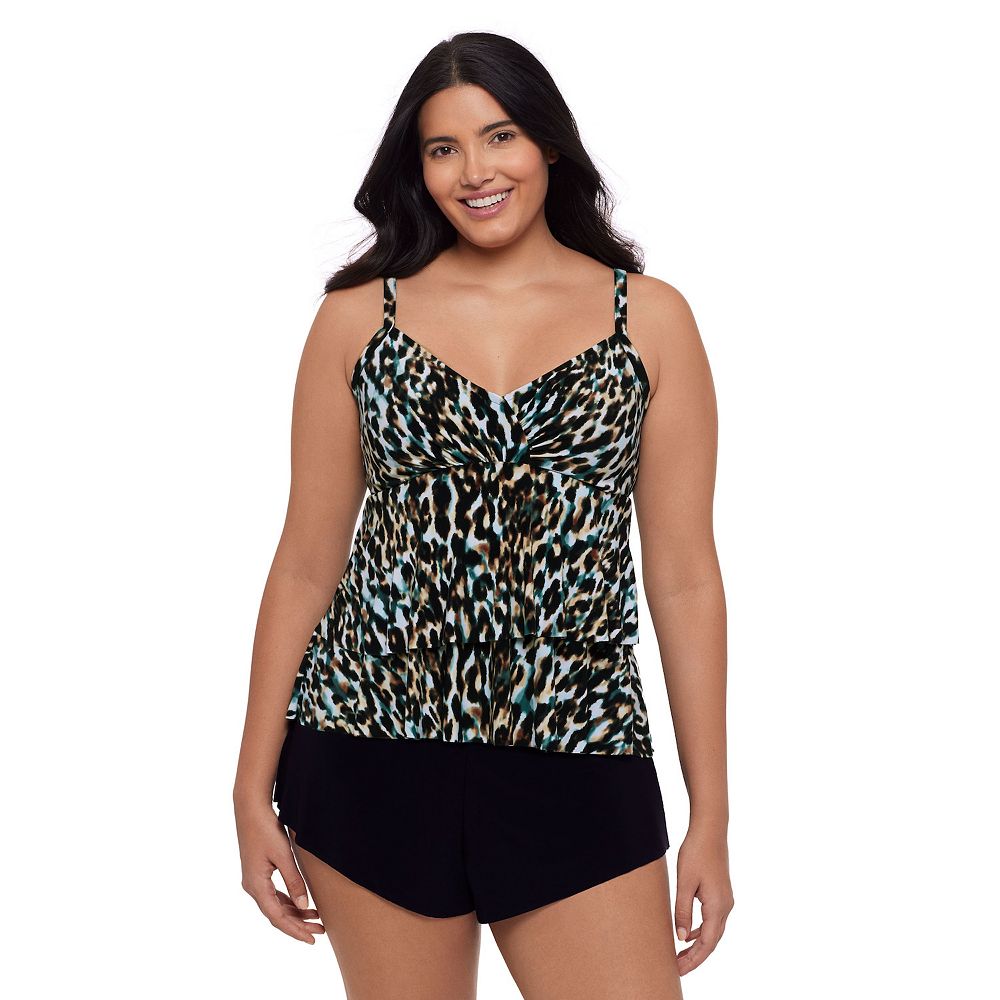 Women's Trimshaper Leopard in The Mist Leona Tankini Swim Top