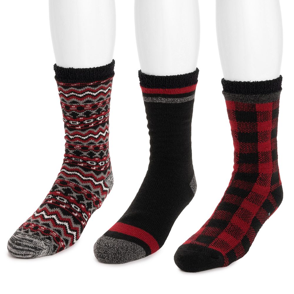 Men's MUK LUKS 3-Pair Fleeced Layered Socks
