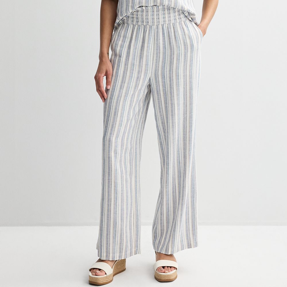 Women's Ellen Tracy Smocked High Waist Linen Pants