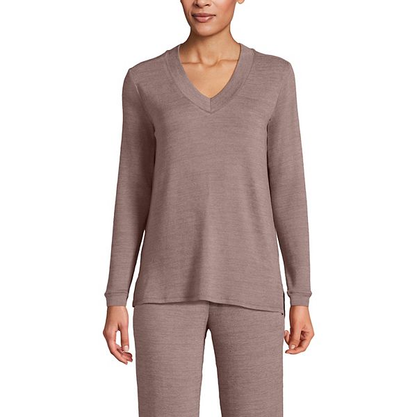 Women's Lands' End Cashtouch Faux Cashmere Cozy Long Sleeve Pajama Top