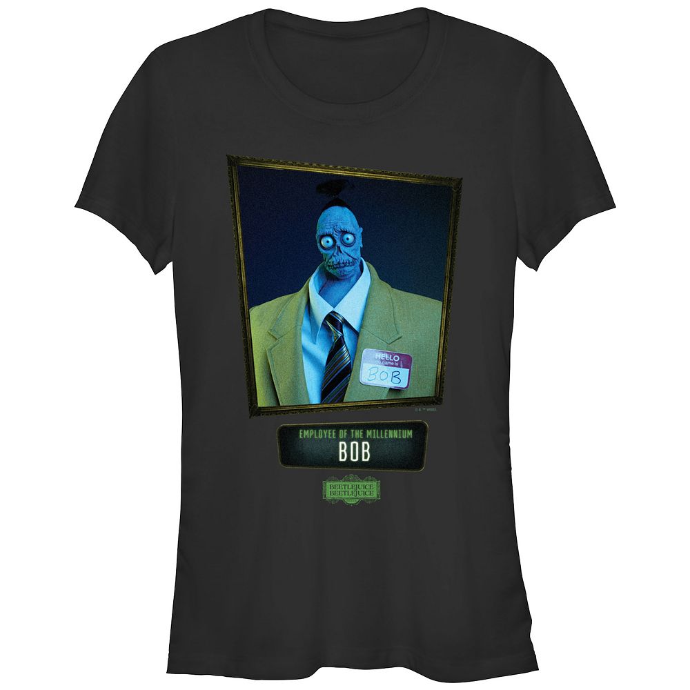 Juniors' Beetlejuice 2 Bob Employee Of The Millennium Fitted Graphic Tee