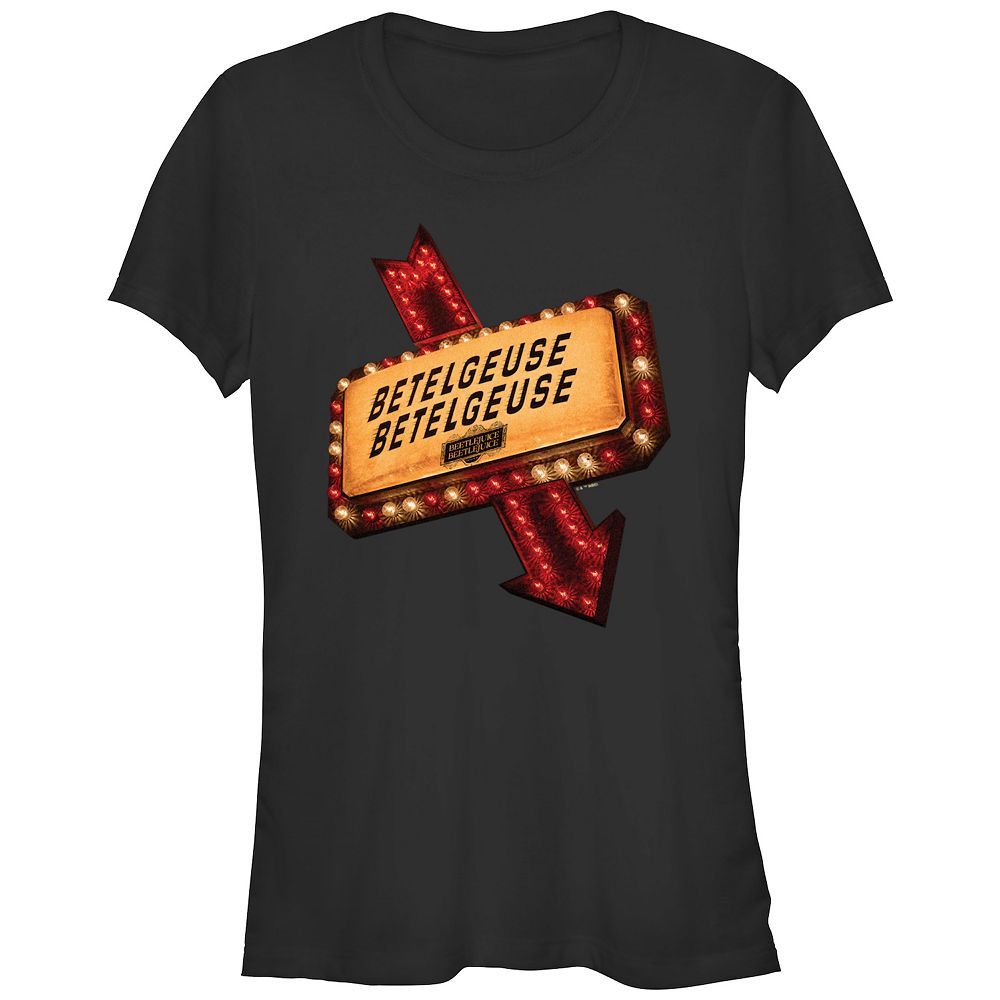 Juniors' Beetlejuice 2 Betelgeuse Marquee Sign Fitted Graphic Tee