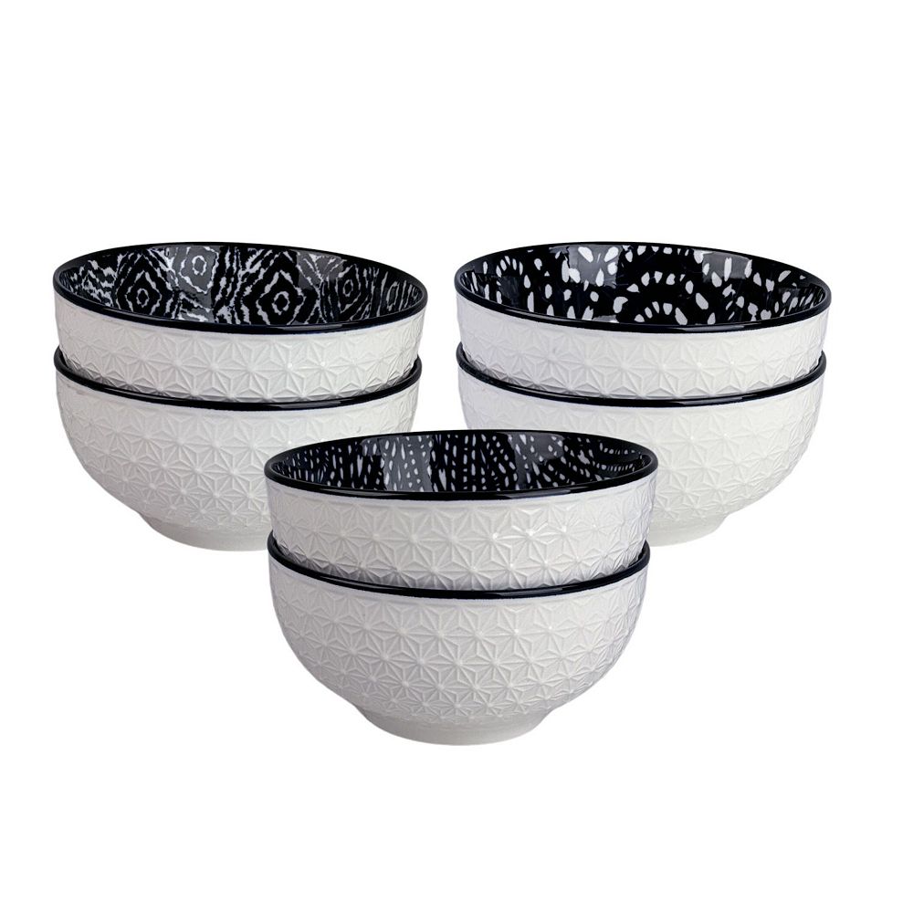 10 Strawberry Street 6-Piece Embossed Shibori Pad Print Cereal Bowls