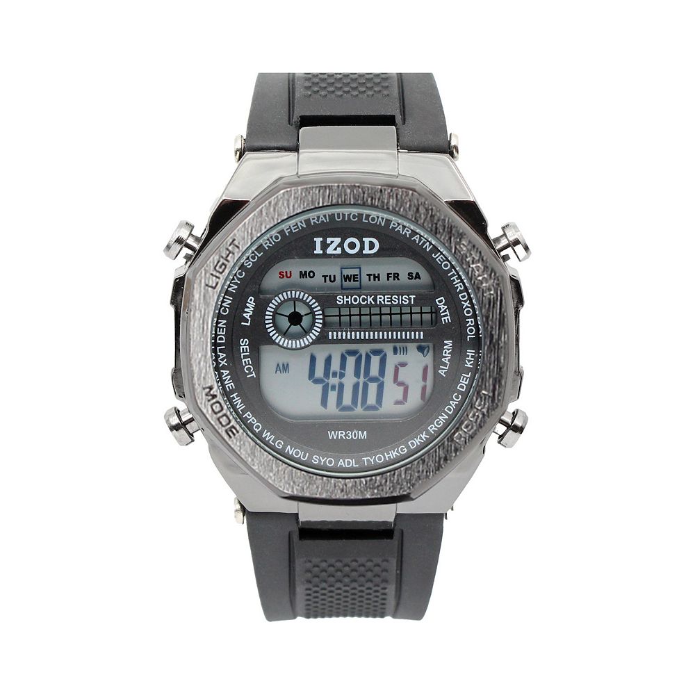 IZOD Men's Gunmetal Digital Watch with Black Silicone Strap - IZO7065KL