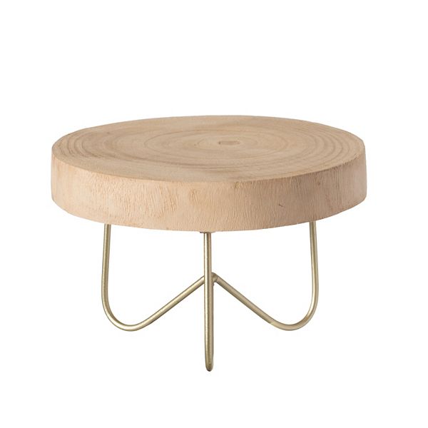 Decorative Round Wood Tree Slice Serving Tray with Stand