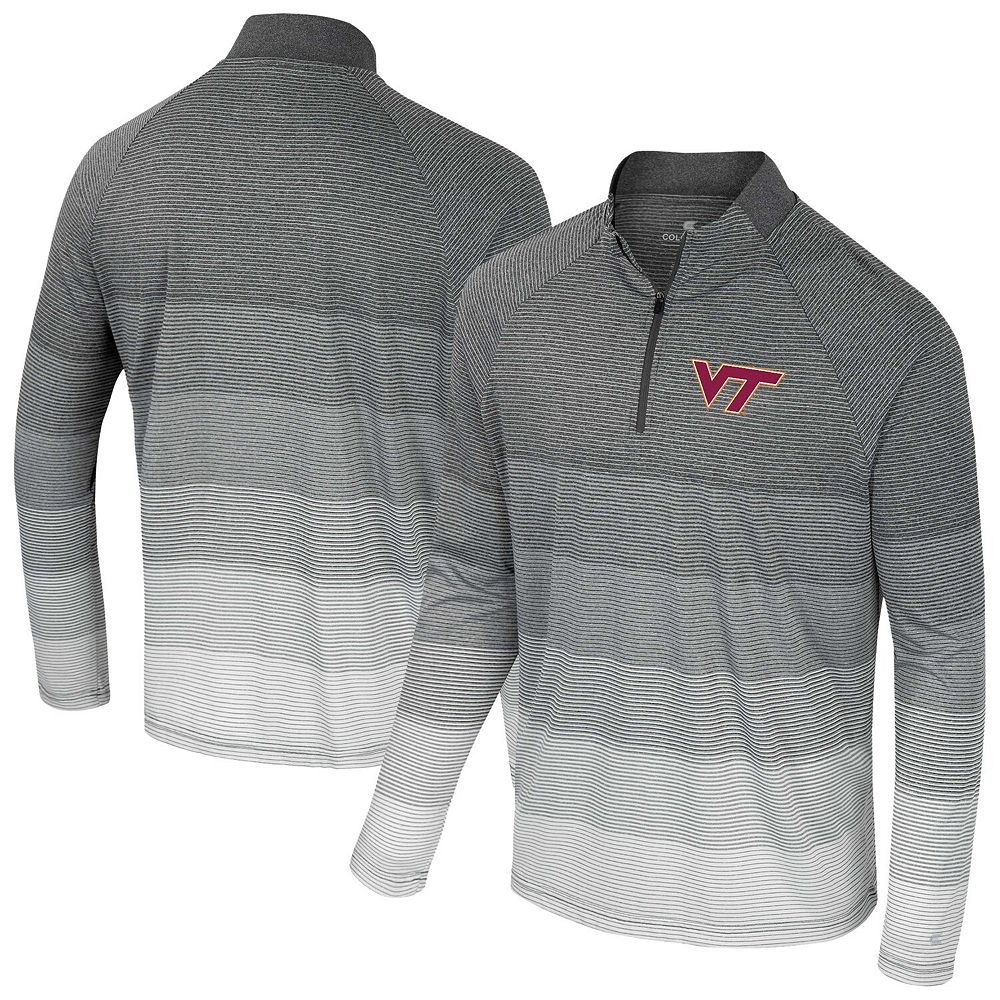 Men's Colosseum Gray Virginia Tech Hokies AI Striped Mesh Quarter-Zip ...