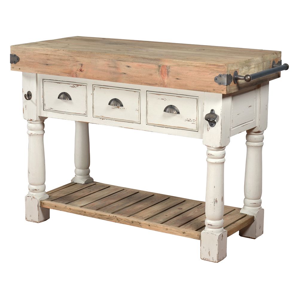 Heritage Furnishings By Afd Home Farmhouse Island Work Console White ...