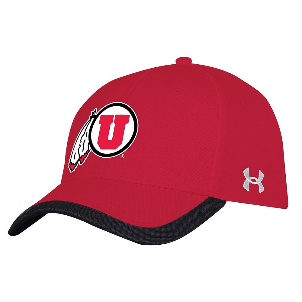 Men's Under Armour Red Utah Utes Sideline Blitzing Accent Adjustable Hat
