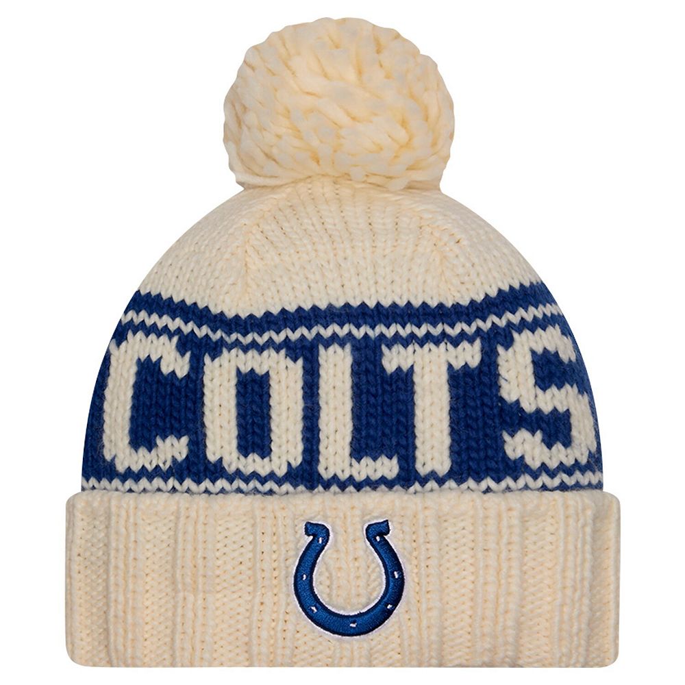 Women's New Era Cream Indianapolis Colts 2024 Sideline Cuffed Knit Hat ...