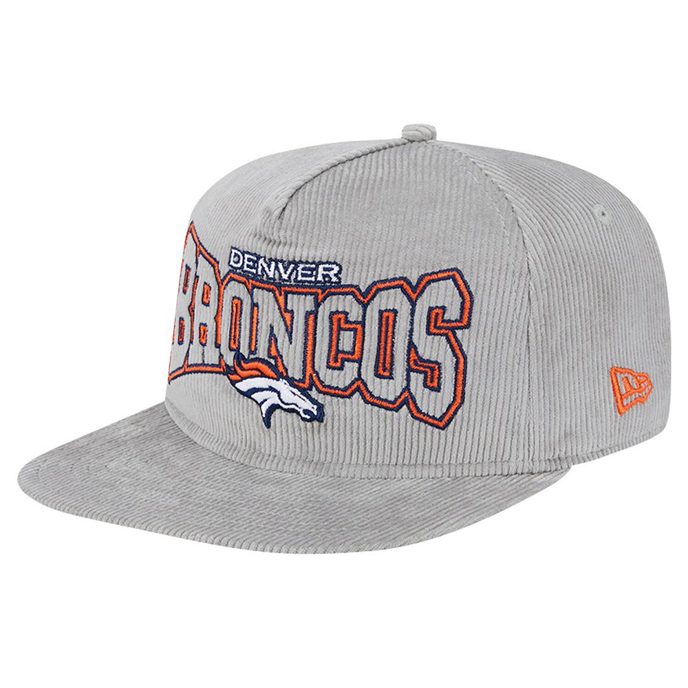 Men's New Era Gray Denver Broncos Corduroy Golfer Adjustable Hat