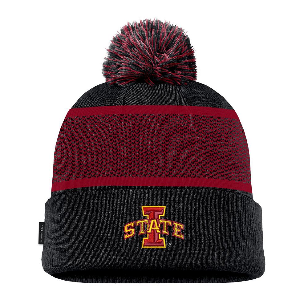 Youth Nike Black Iowa State Cyclones 2024 Sideline Peak Cuffed Knit Hat ...