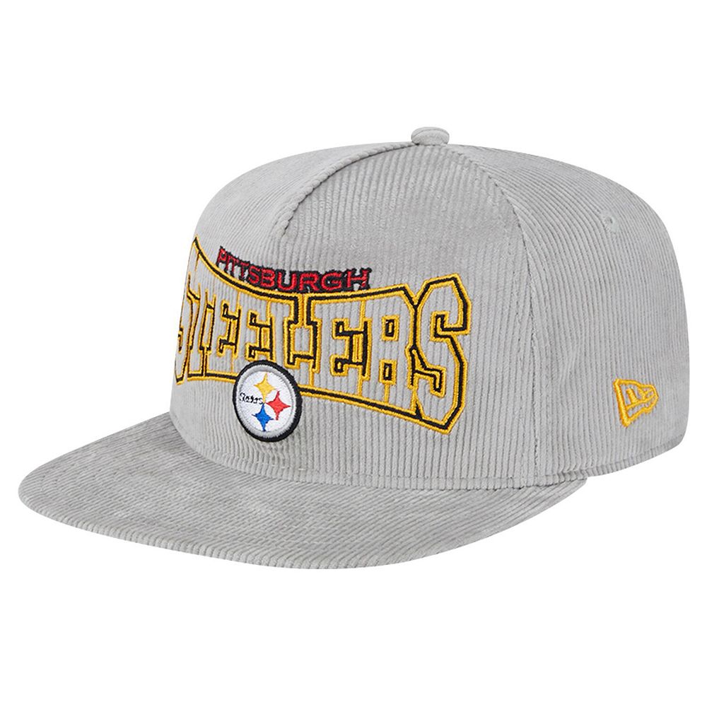 Men's New Era Gray Pittsburgh Steelers Corduroy Golfer Adjustable Hat