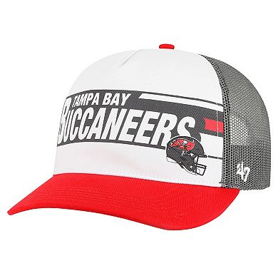 Men's '47 White/Red Tampa Bay Buccaneers Stack Line Hitch Trucker Adjustable Hat