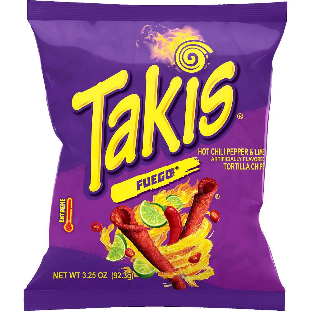Takis Fuego Hot Chili Pepper & Lime Flavored Tortilla Chips (3.25 oz. Bag)