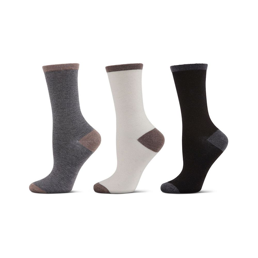 Women's 3 Pair Pack Soft Tipped Flat Knit Cashmere Crew Socks